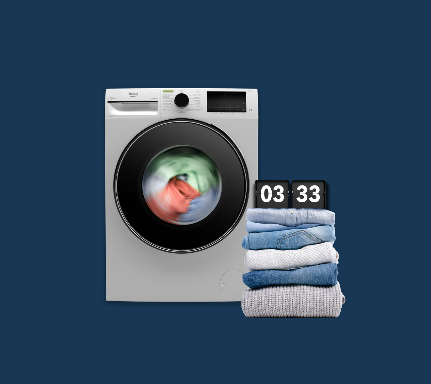 Freestanding Washer Dryer 8kg 5kg Capacity B5D58544U | Beko UK