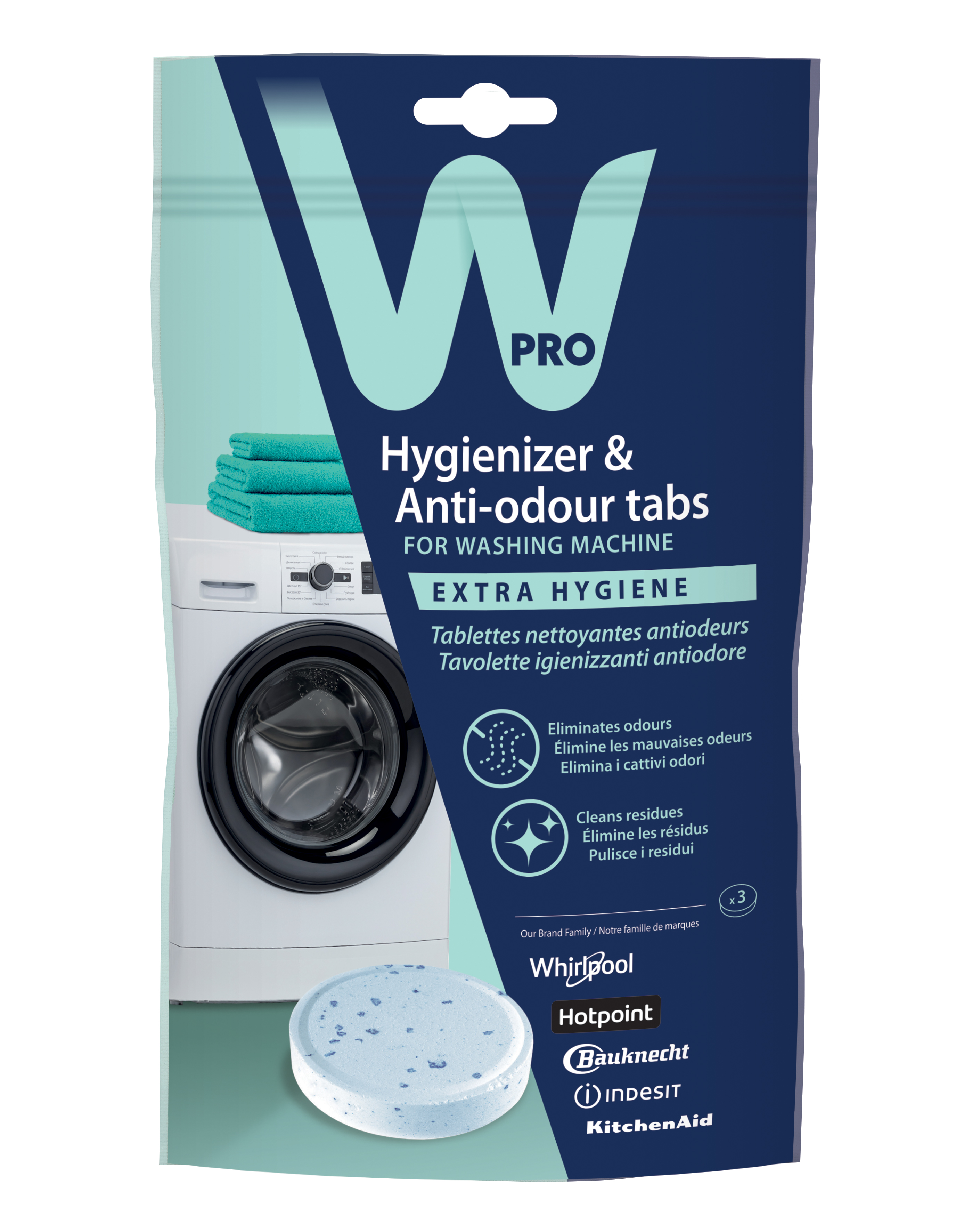 Wpro Washing Machine Cleaner & Anti-Odour 3 Tablets AFR301 | Beko UK